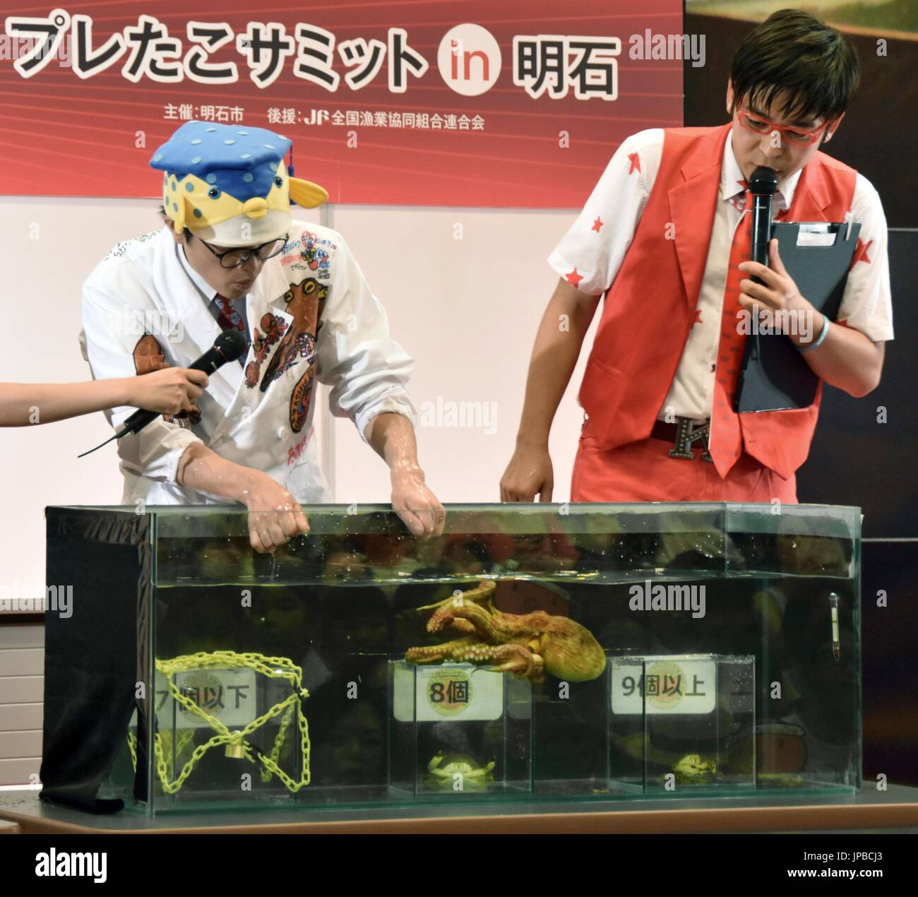 An octopus predicts at an event in Akashi, western Japan, on Aug. 5 ...