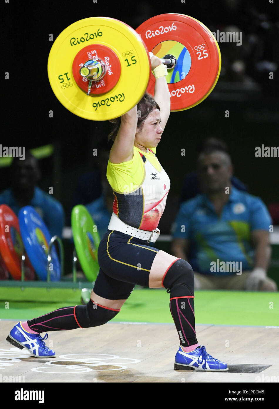 Japanese weightlifter Hiromi Miyake competes in the women's 48-kilogram ...
