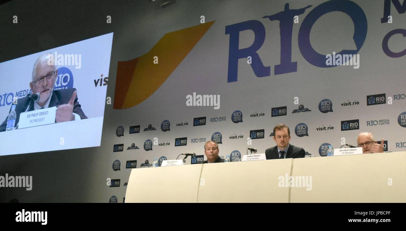 Philip Craven (R at podium), president of the International Paralympic ...