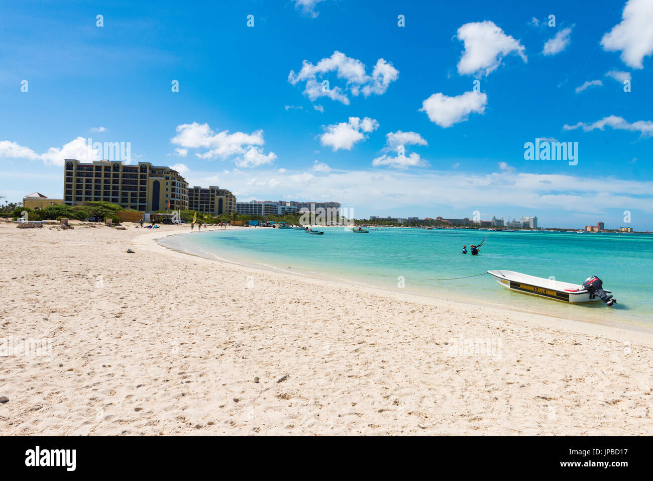 Aruba - northern beach near high rise hotels Stock Photo - Alamy