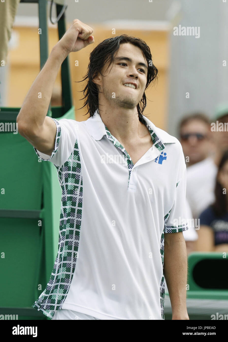 Japan's Taro Daniel celebrates after defeating Kyle Edmund of Britain 6 ...