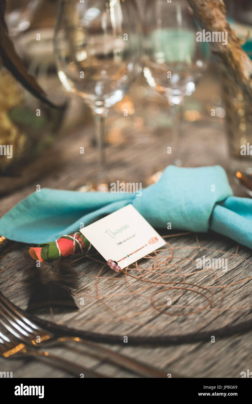 Well-laid table at Indian wedding, decoration Stock Photo - Alamy