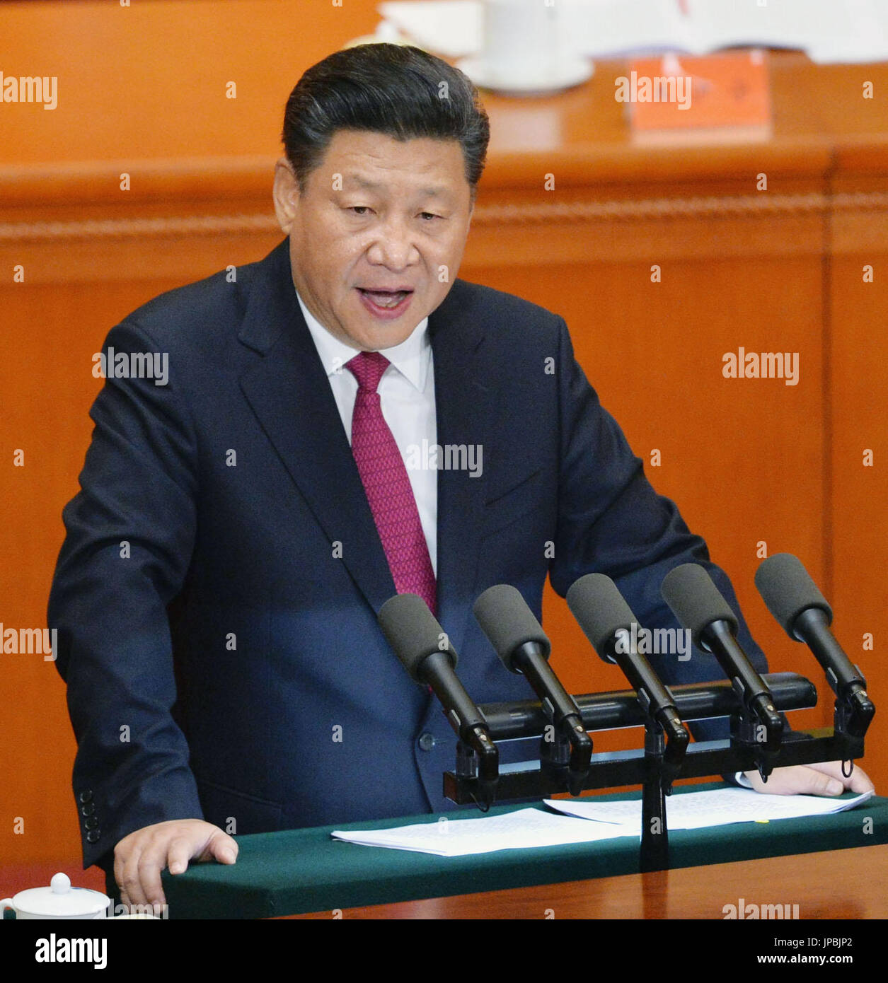 Chinese President Xi Jinping addresses a ceremony at the Great Hall of ...