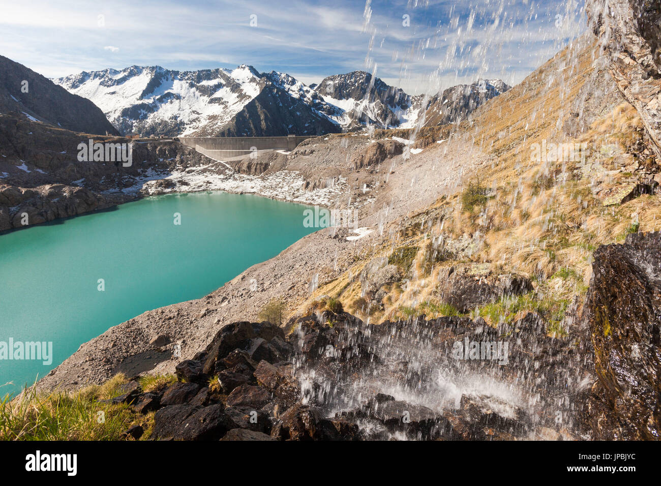 View of Lake Baitone and the high peaks in background Val Malga ...