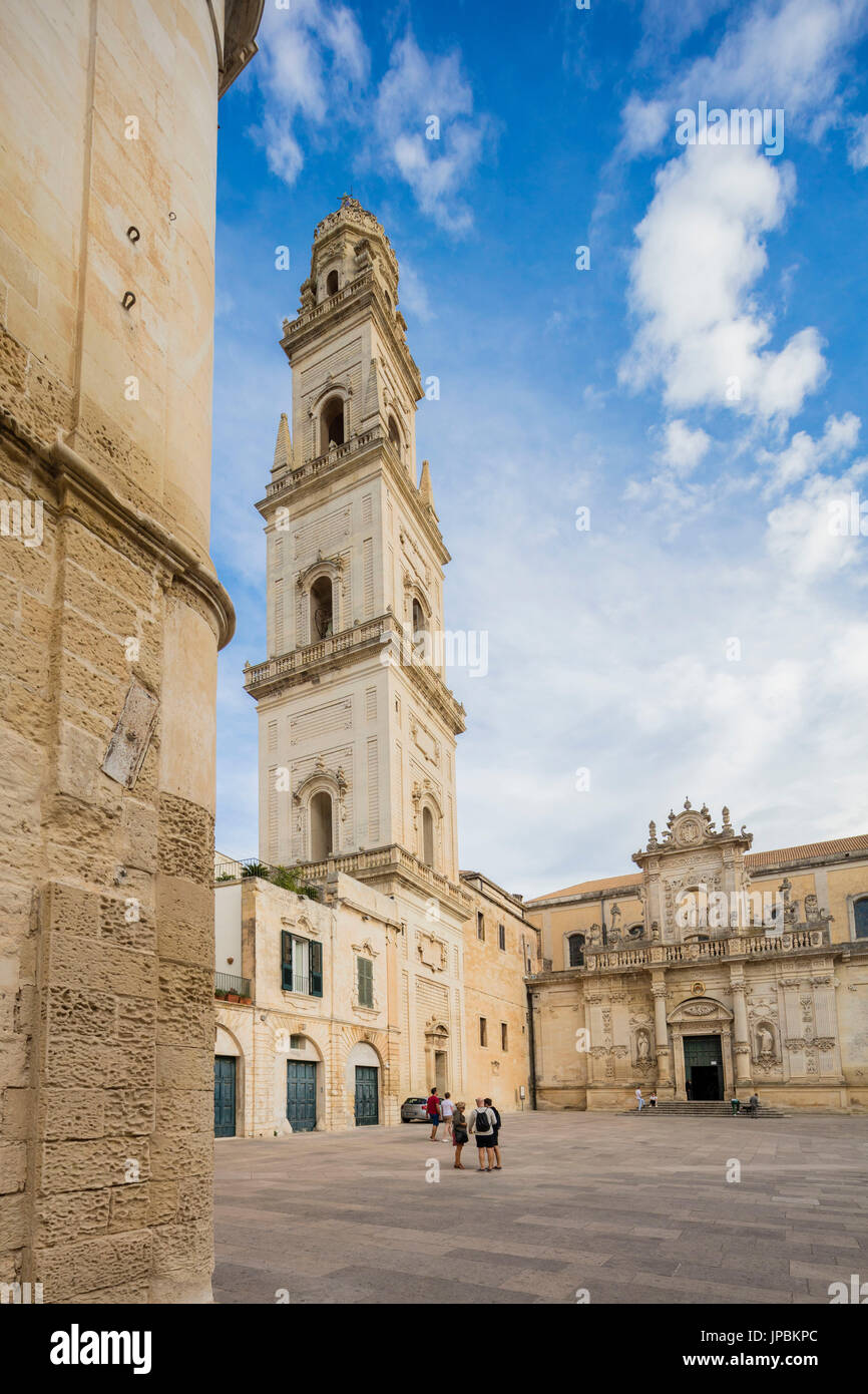 The Baroque style of the ancient Lecce Cathedral in the old town Apulia ...