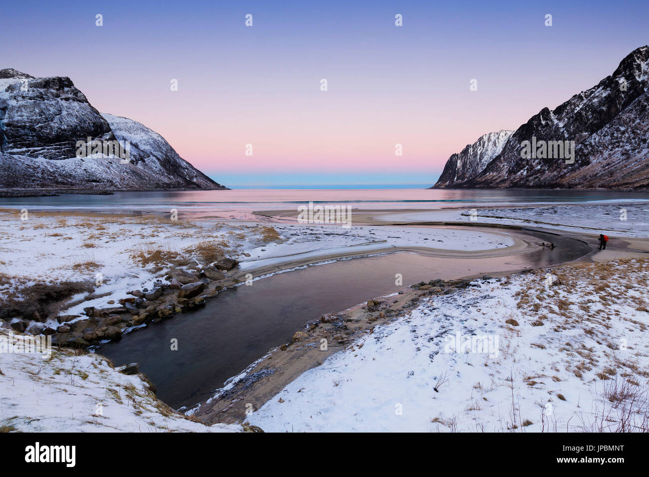 A river flows through ersfjord beach ersfjord hi-res stock photography ...