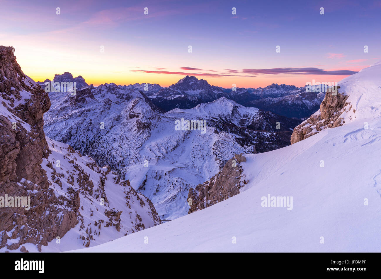 Winter sunrise from Mount Lagazuoi,Cortina d'Ampezzo,Belluno district ...