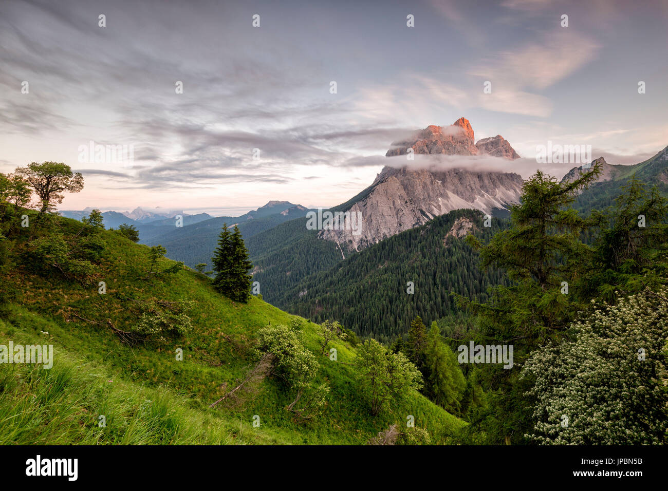 Mount Pelmo at sunset,San Vito di Cadore,Belluno district,Veneto,Italy ...