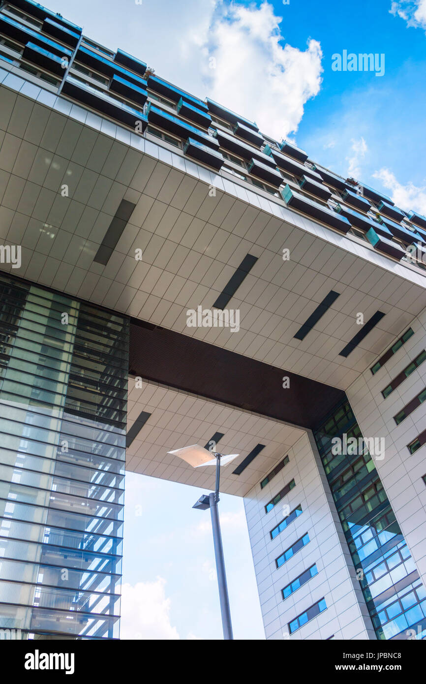 The Rheinau harbour modern architecture in Cologne city. Cologne city ...