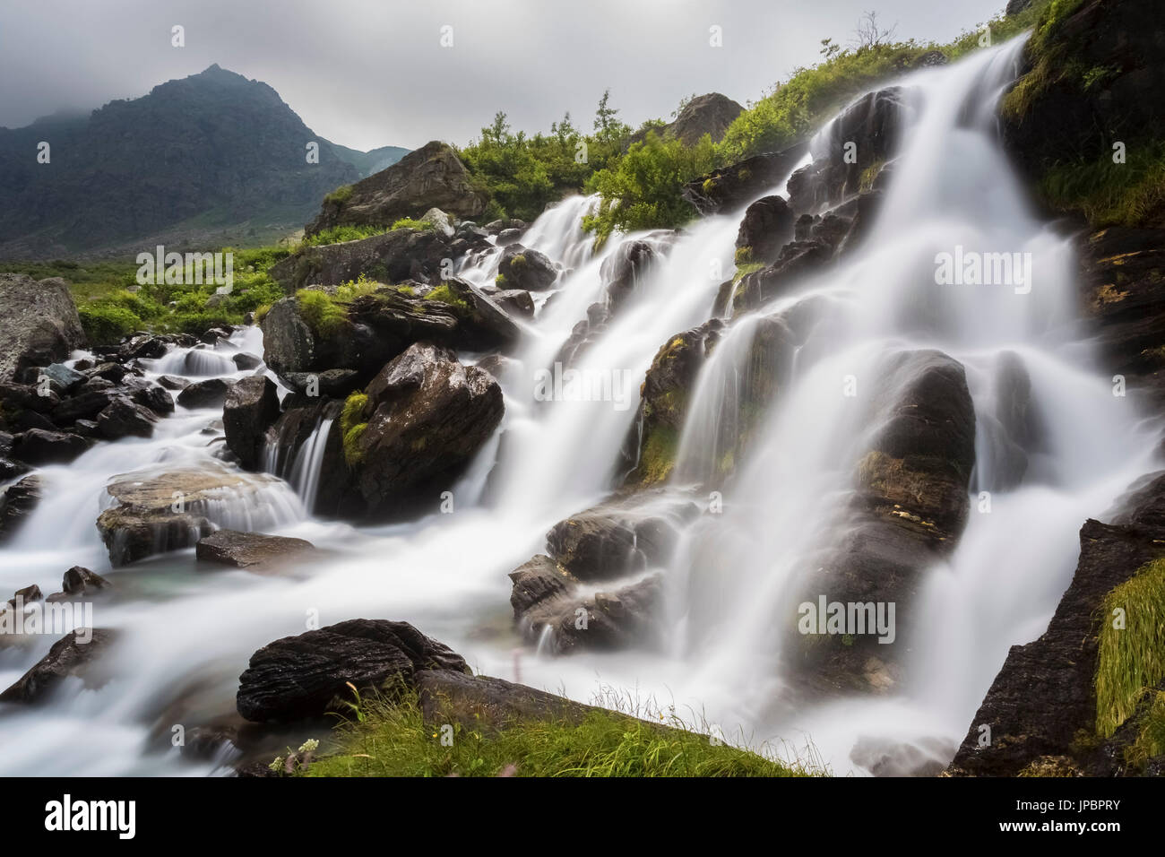 The first waterfalls of the great river Po' under the Monviso, Crissolo ...