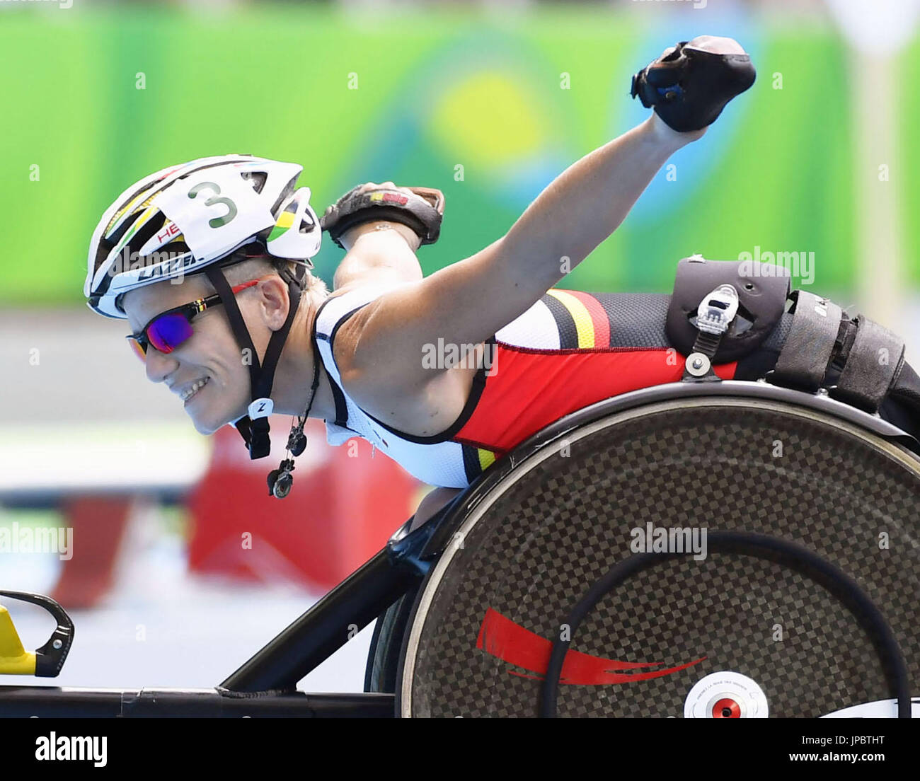 Marieke Vervoort of Belgium poses for a photo after winning the silver ...