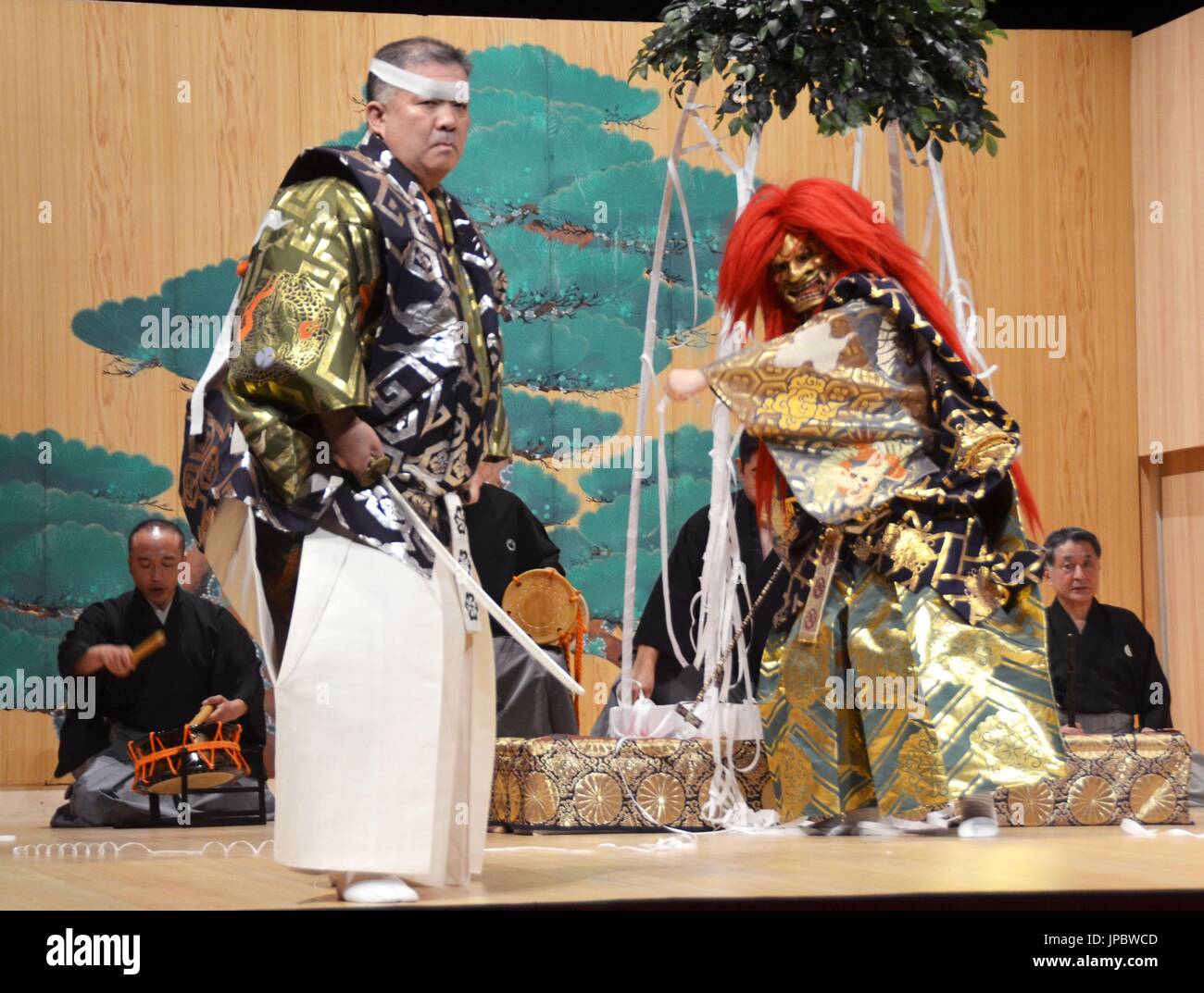 Photo shows a Japanese Noh play performed at Teatro Argentina in Rome ...