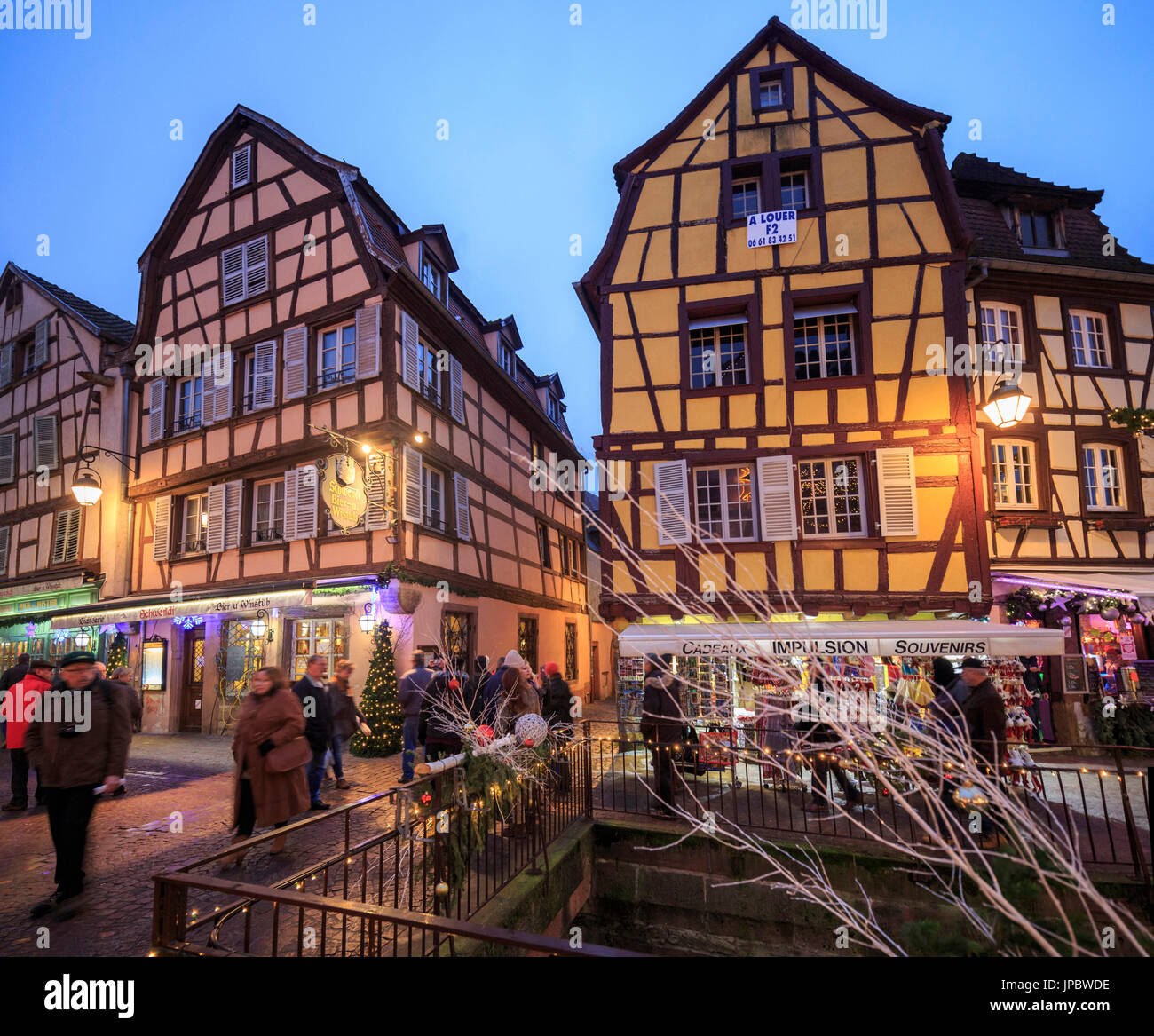 Panorama of Christmas Markets in the old medieval town of Colmar Haut ...