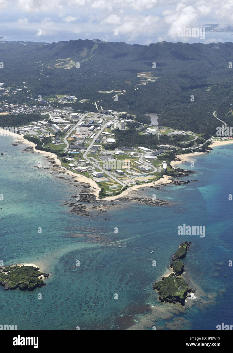 Photo taken in June 2016 shows the Henoko coastal area in Nago in Japan ...