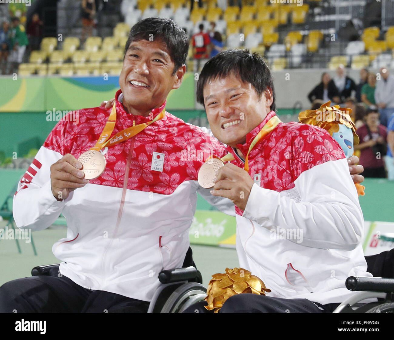 Shingo Kunieda (R) and Satoshi Saida of Japan celebrate winning the ...