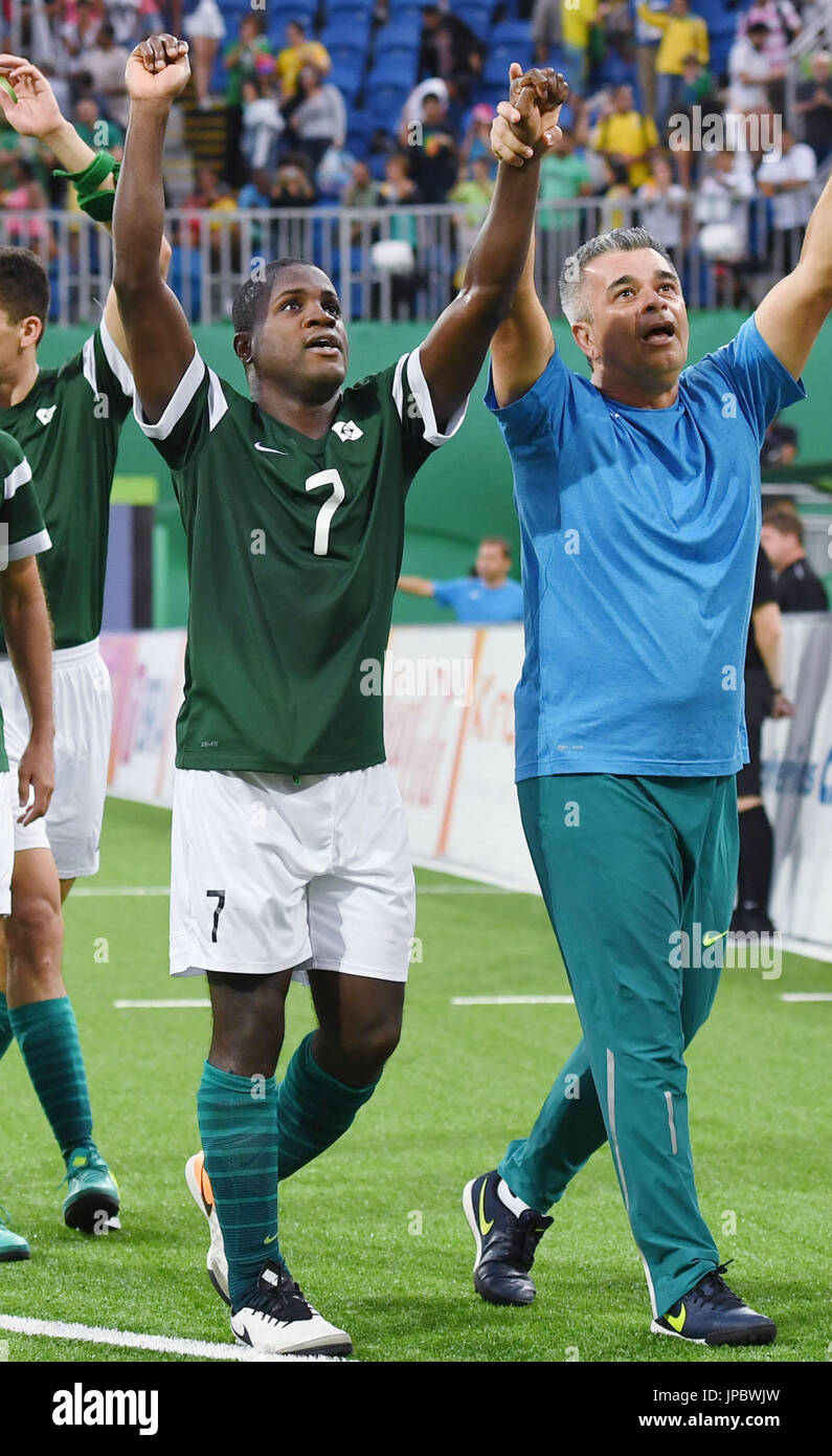 Jefinho (7) celebrates after his two goals helped Brazil to a 2-1 win ...