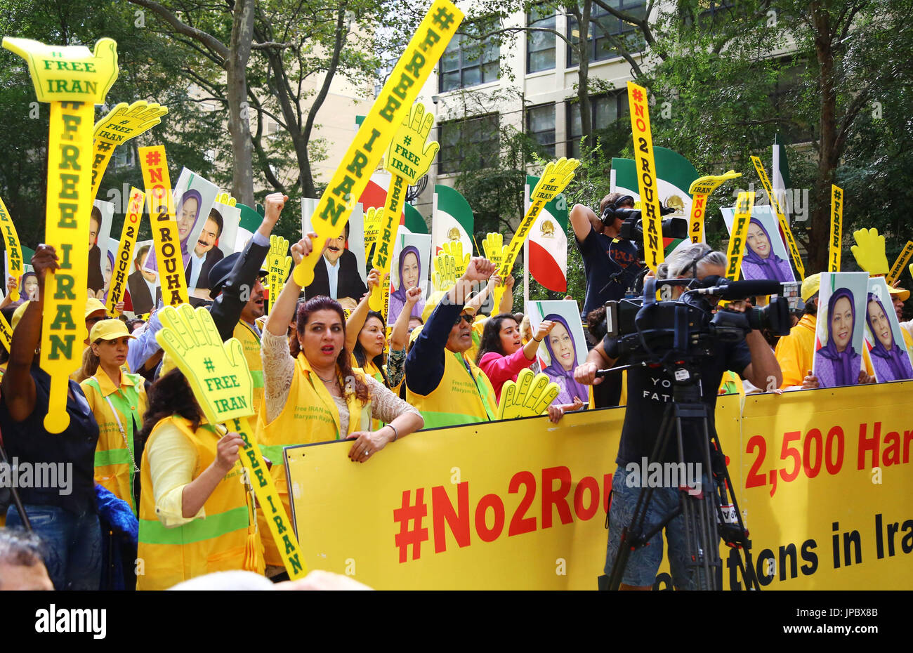 Demonstrators stage a protest near U.N. headquarters in New York on ...