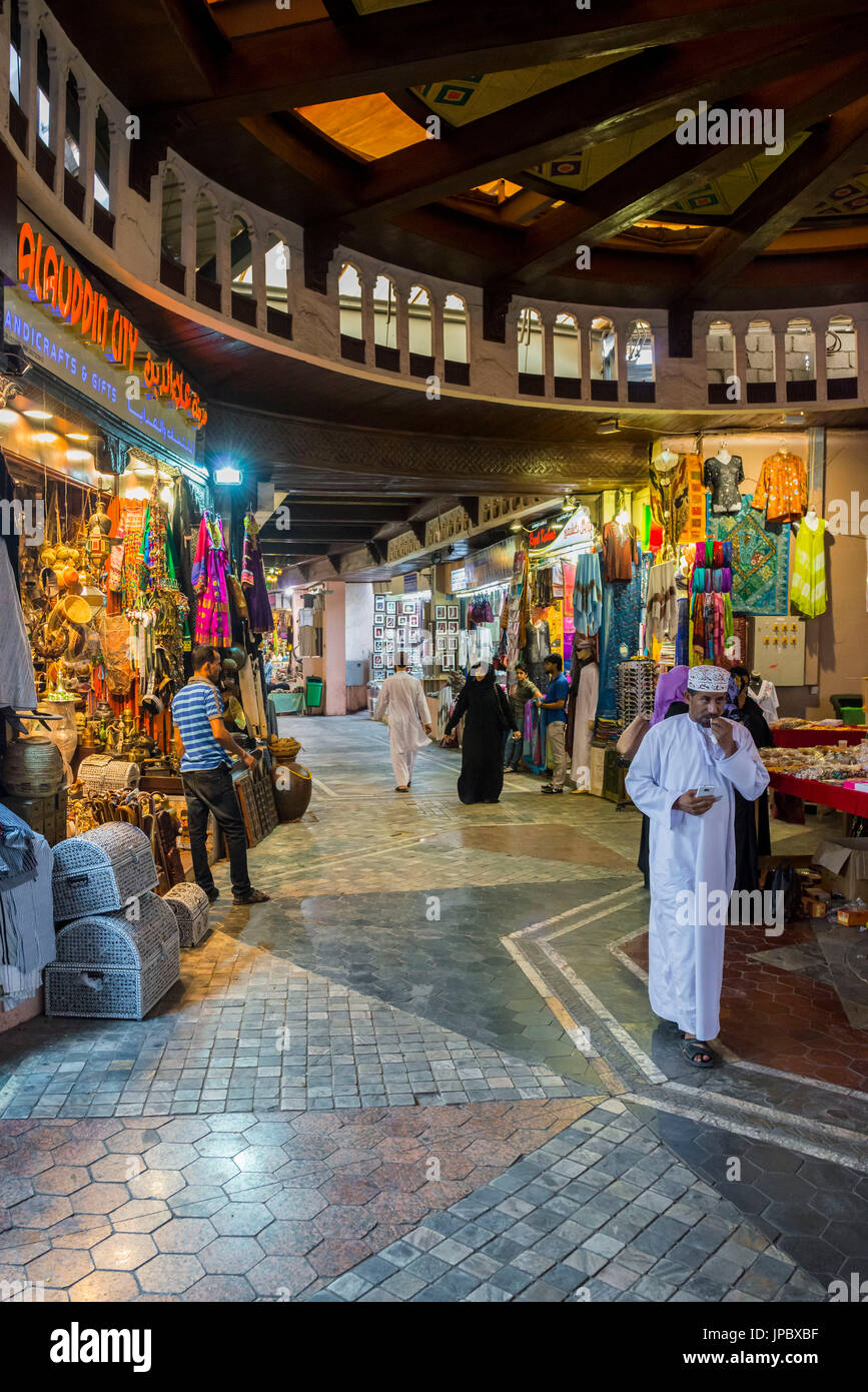 Muscat, Sultanate of Oman, Middle East. Omani people at Al Dhalam Souq ...