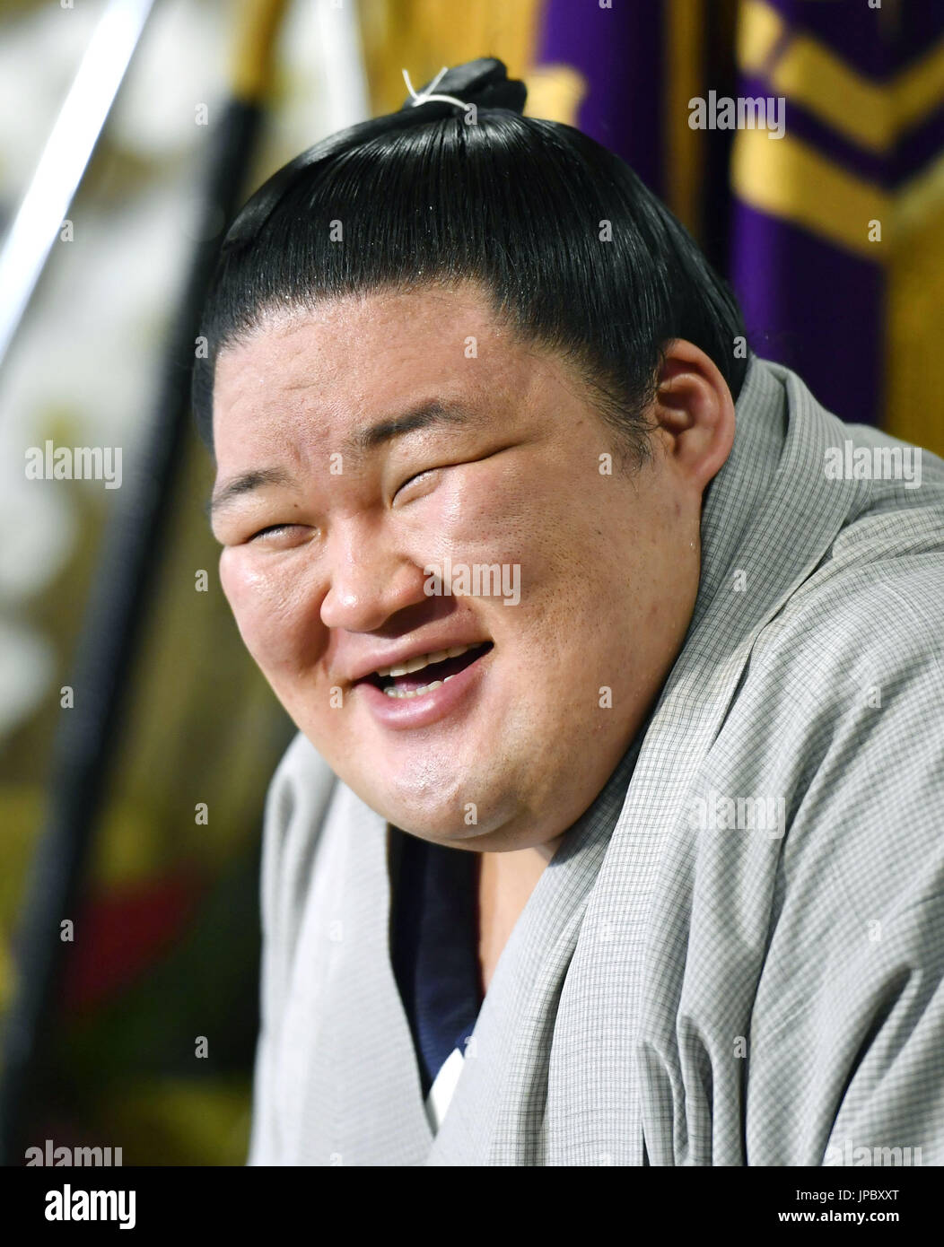 Autumn Grand Sumo Tournament champion Goeido holds a press conference ...