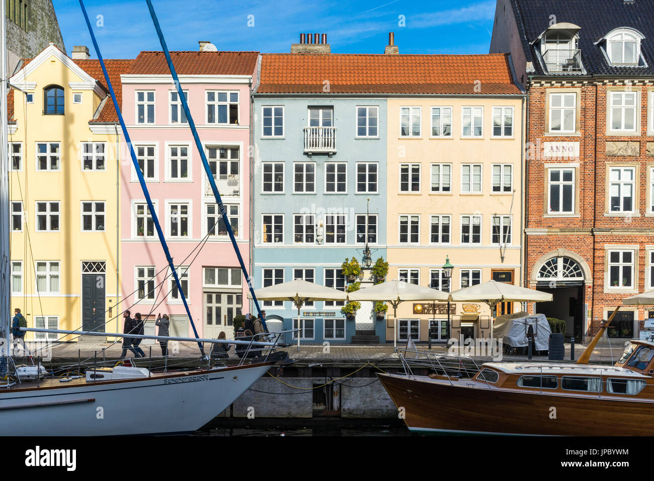 Copenhagen, Hovedstaden, Denmark, Northern Europe. The colored houses ...