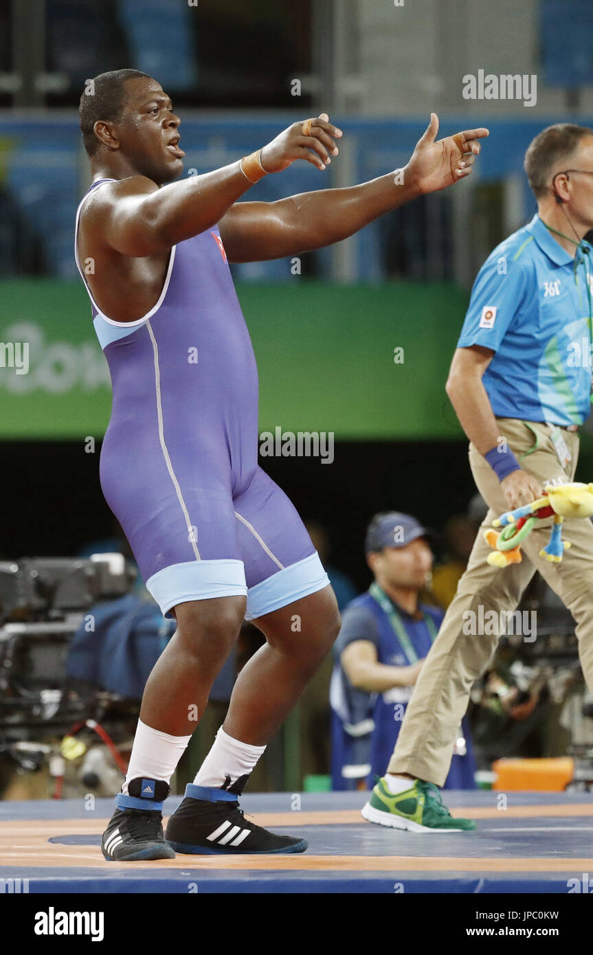 Cuban wrestler Mijain Lopez dances on the mat in the men's Greco-Roman ...