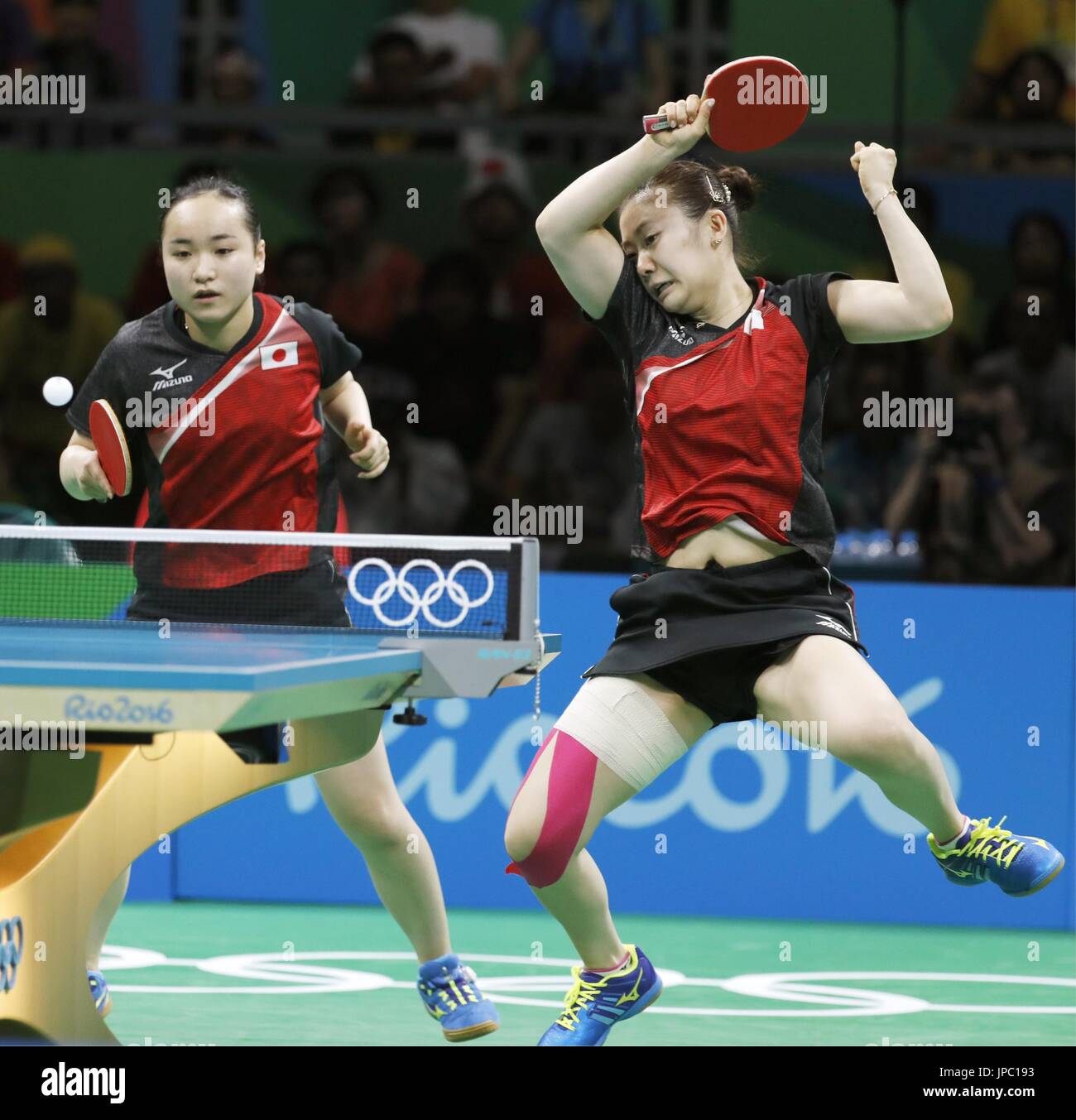 Ai Fukuhara (R) and Mima Ito of Japan play against Zhou Yihan and Yu ...