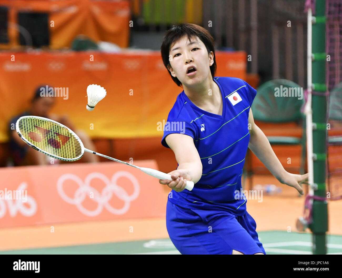 Akane Yamaguchi of Japan plays against compatriot Nozomi Okuhara during ...