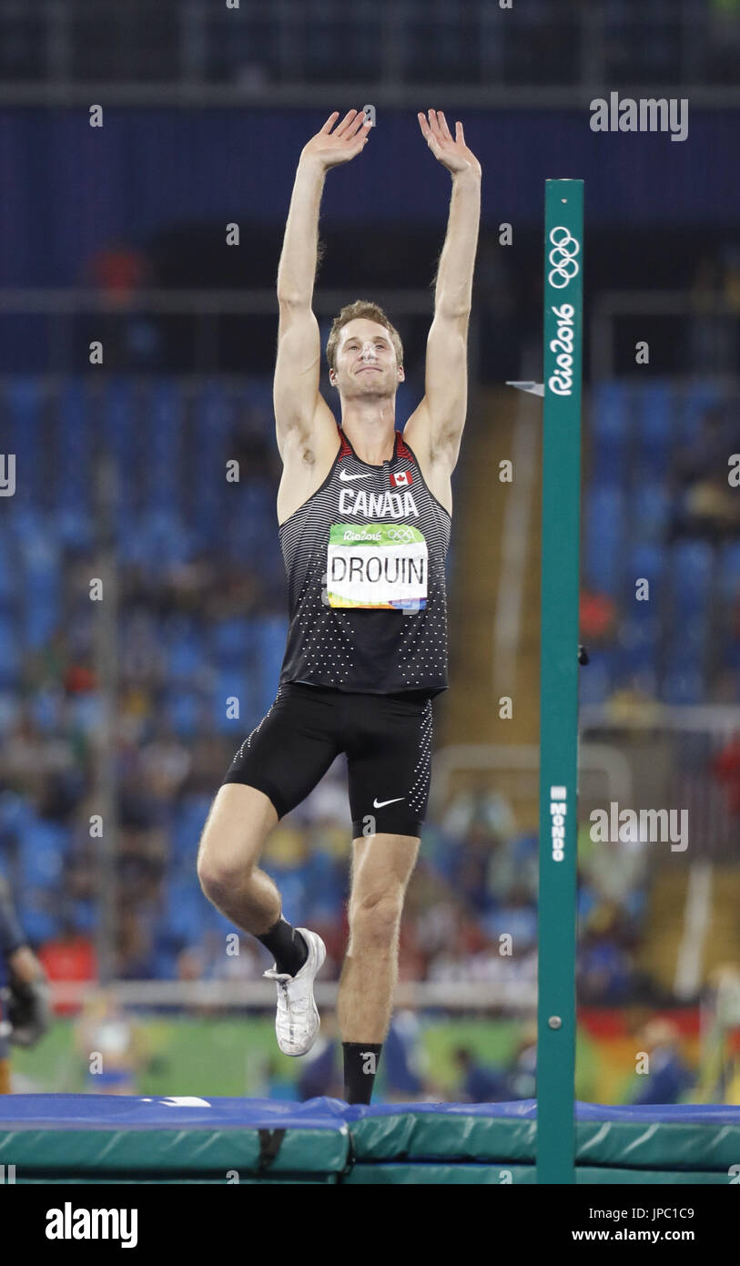 Derek Drouin of Canada celebrates during the men's high jump final at ...