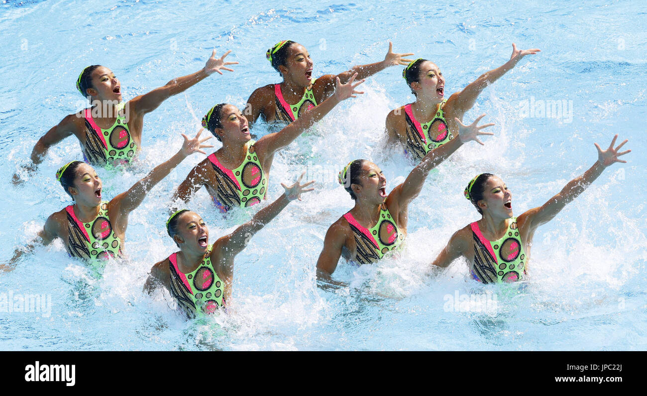 Japan's synchronized swimming team competes in the team technical ...
