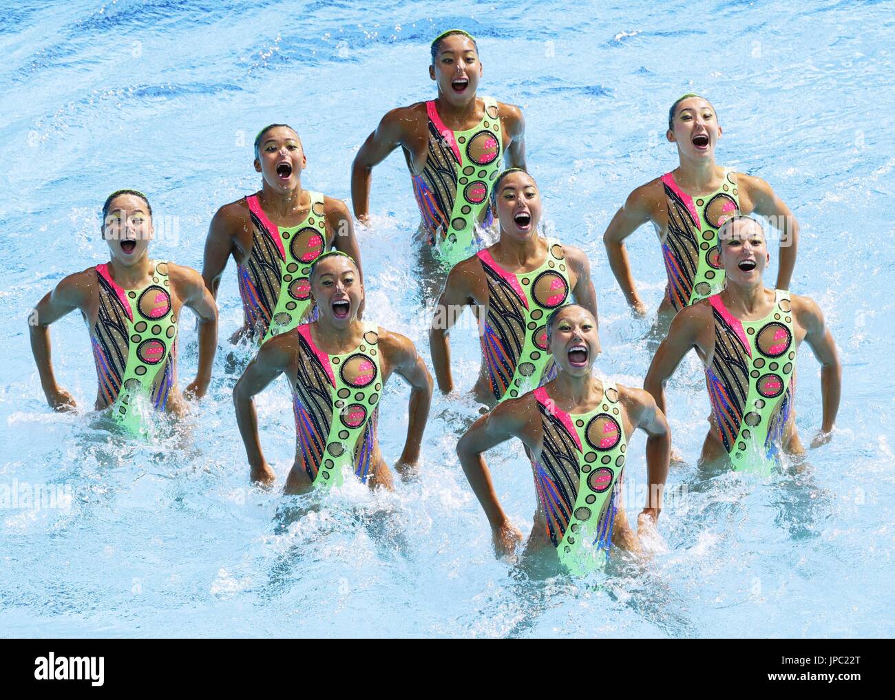 Japan's synchronized swimming team competes in the team technical ...