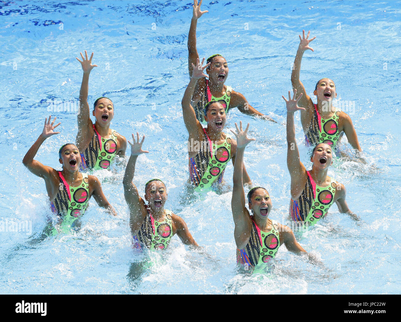 Japan's synchronized swimming team competes in the team technical ...