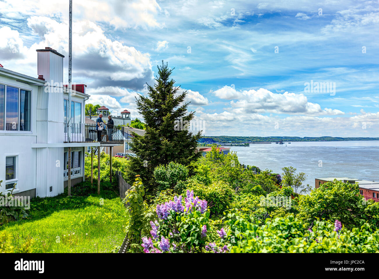 Levis, Canada - June 4, 2017: Riverside or riverfront residential ...