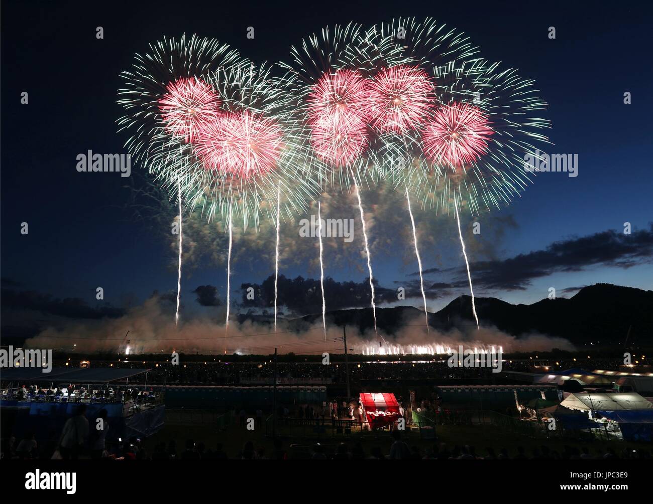 Fireworks are shot into the air during the Omagari National Fireworks ...