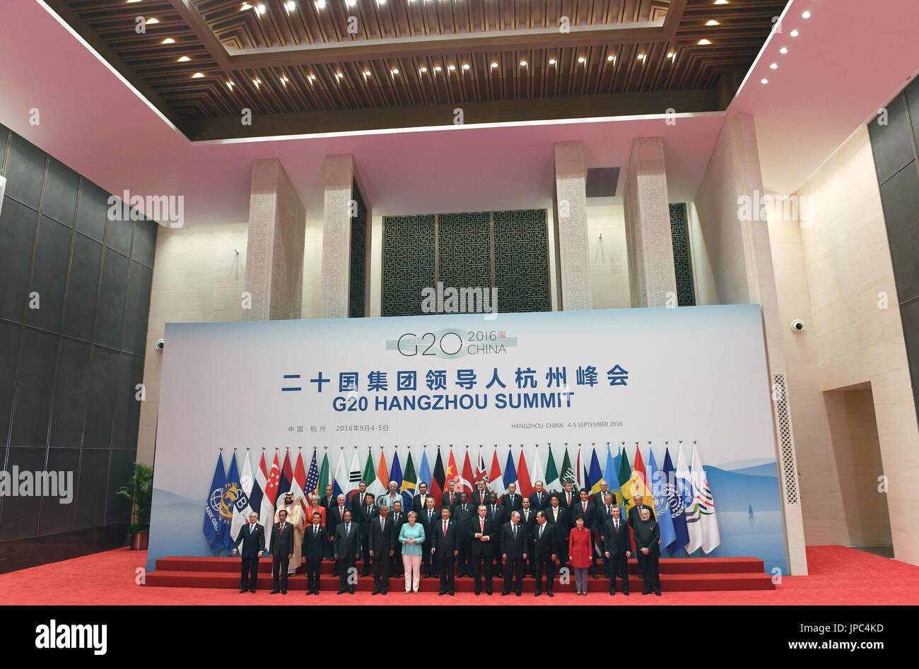 Leaders of the Group of 20 major economies pose for a group photo at ...