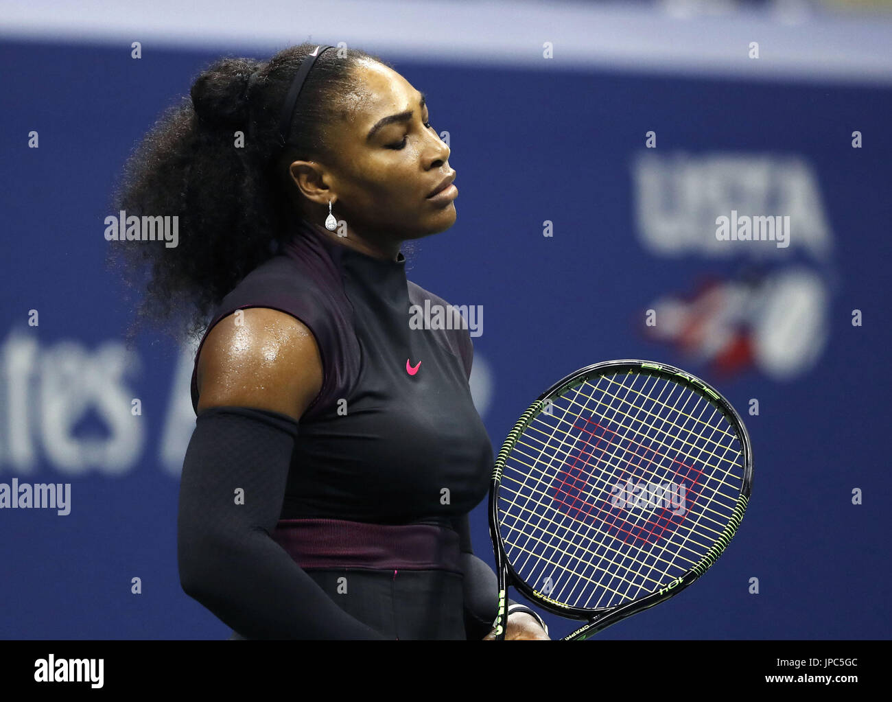 Selena Williams of the United States reacts after losing a point to ...