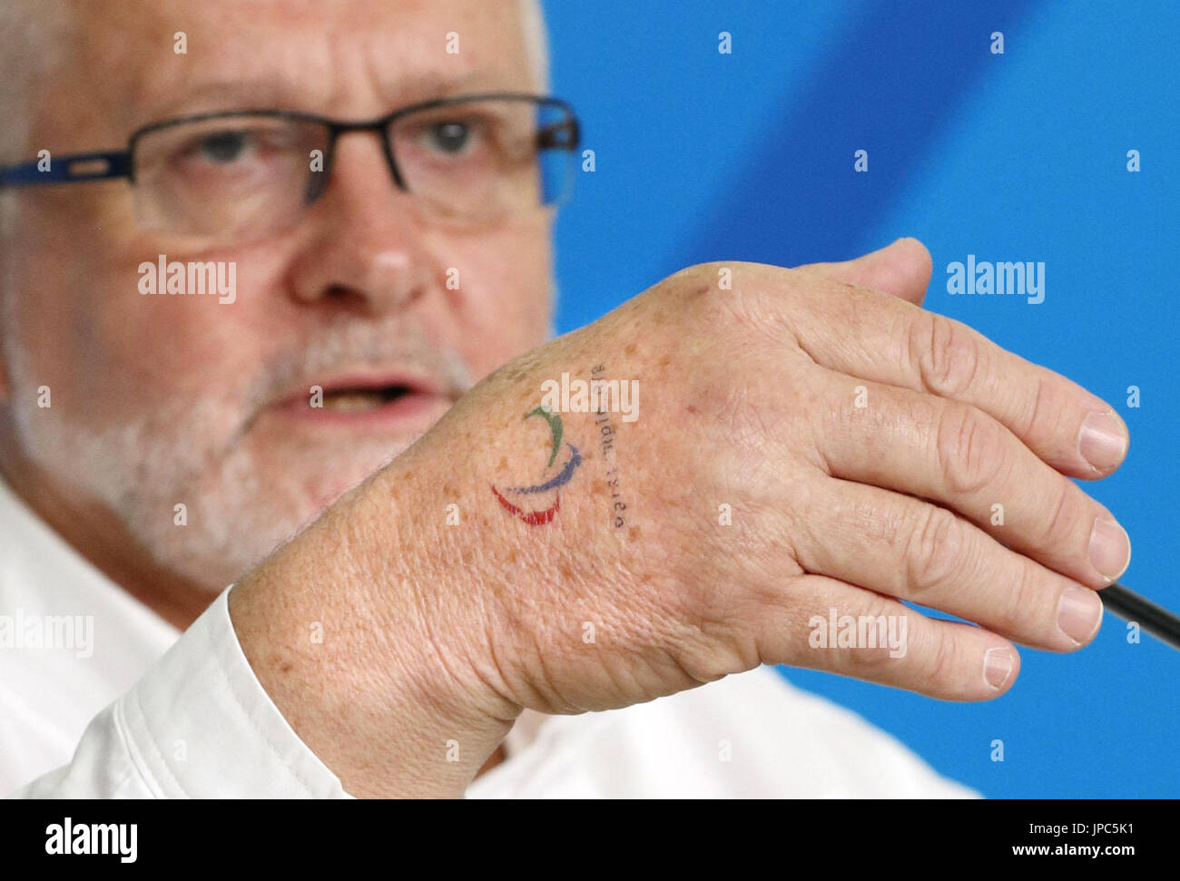 The Agitos, the symbol of the Paralympic Games, is seen stamped on the ...