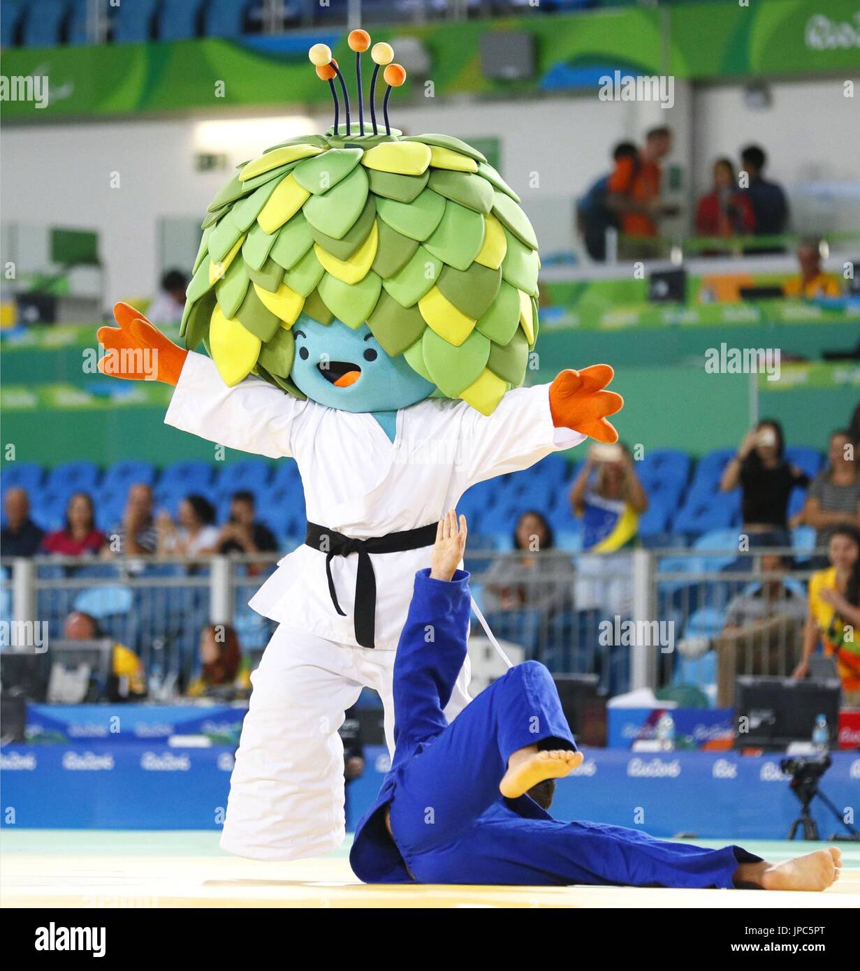 Tom, the official mascot of the Rio de Janeiro Paralympics, wears a ...