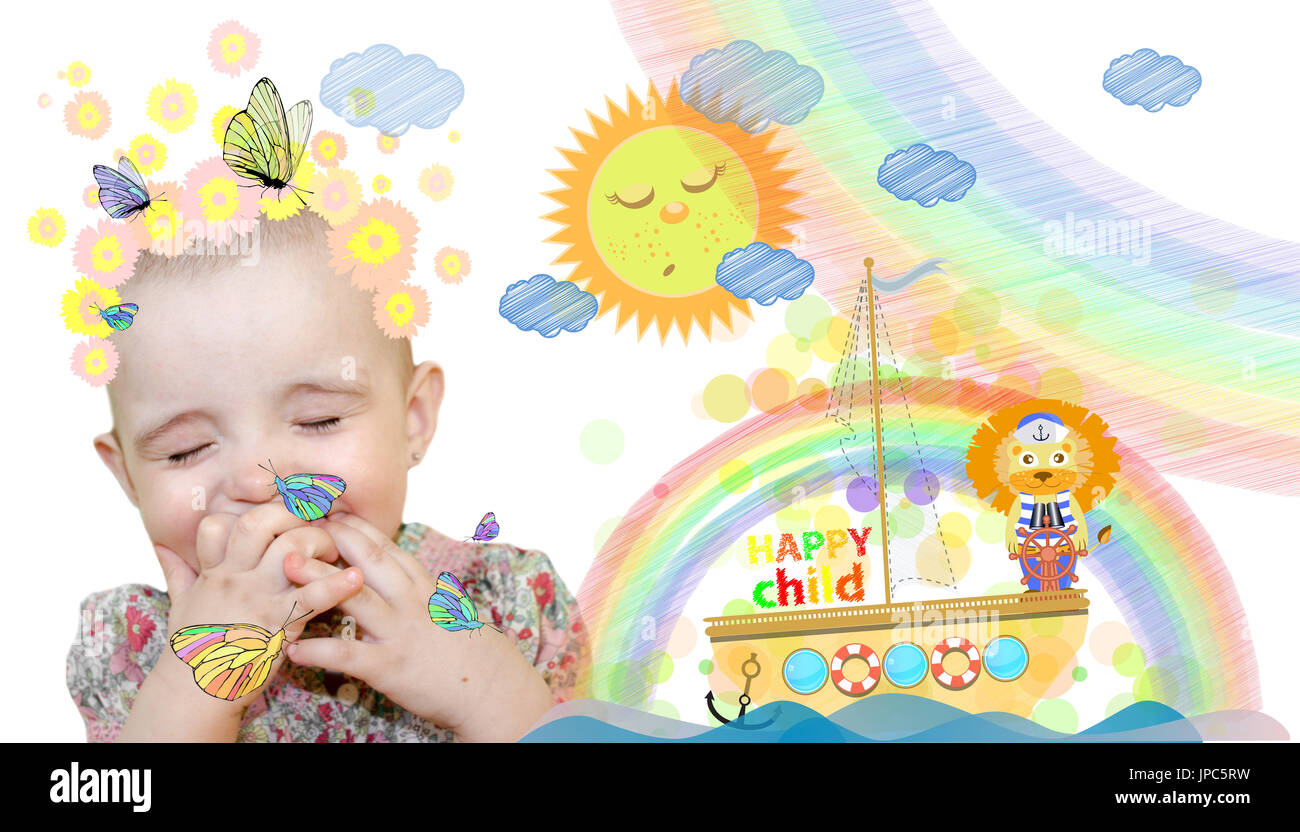 Travel baby Concept. Small happy child, kid Stock Photo - Alamy