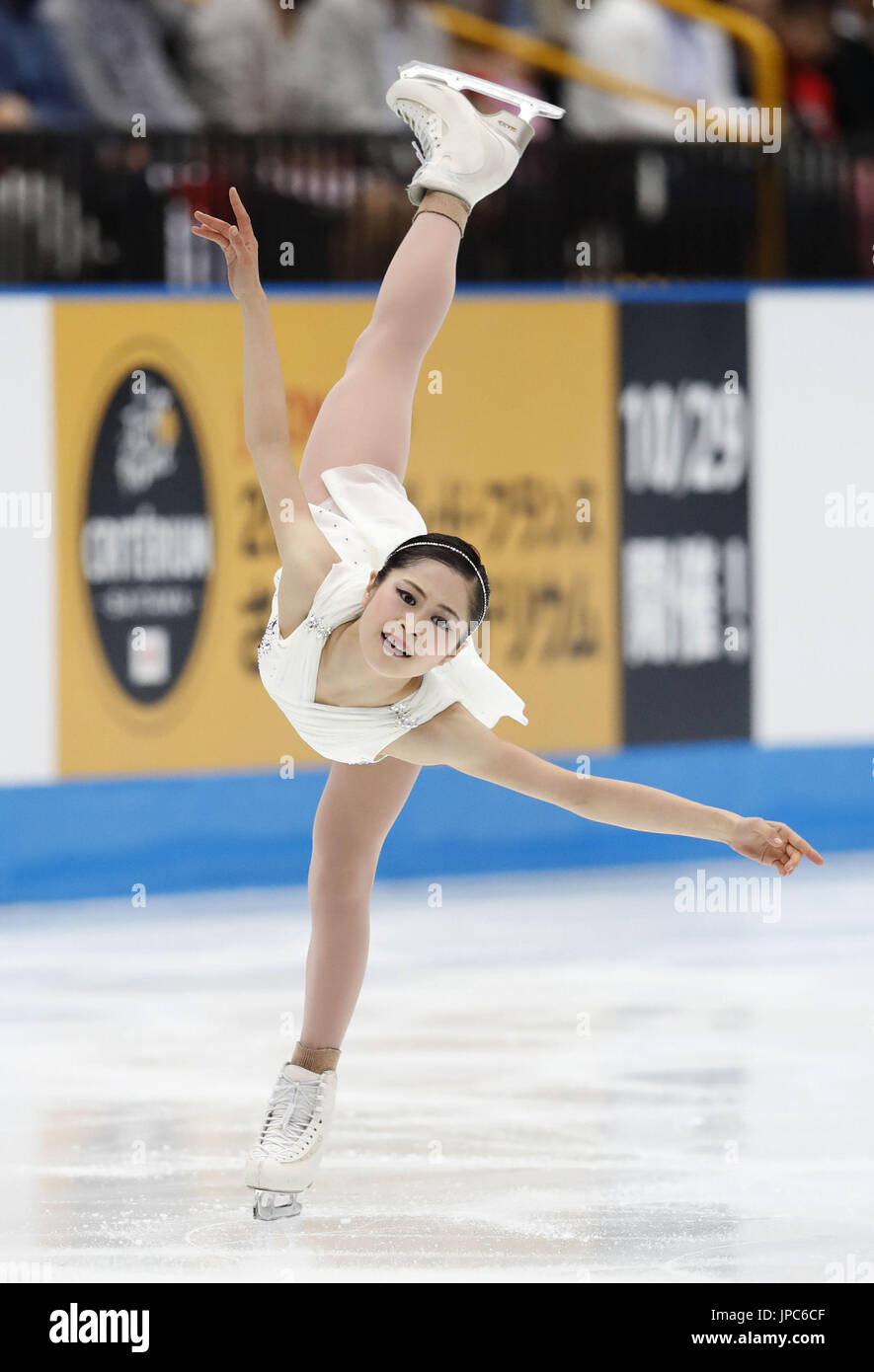 Satoko Miyahara of Japan skates a free program during the Japan Open ...