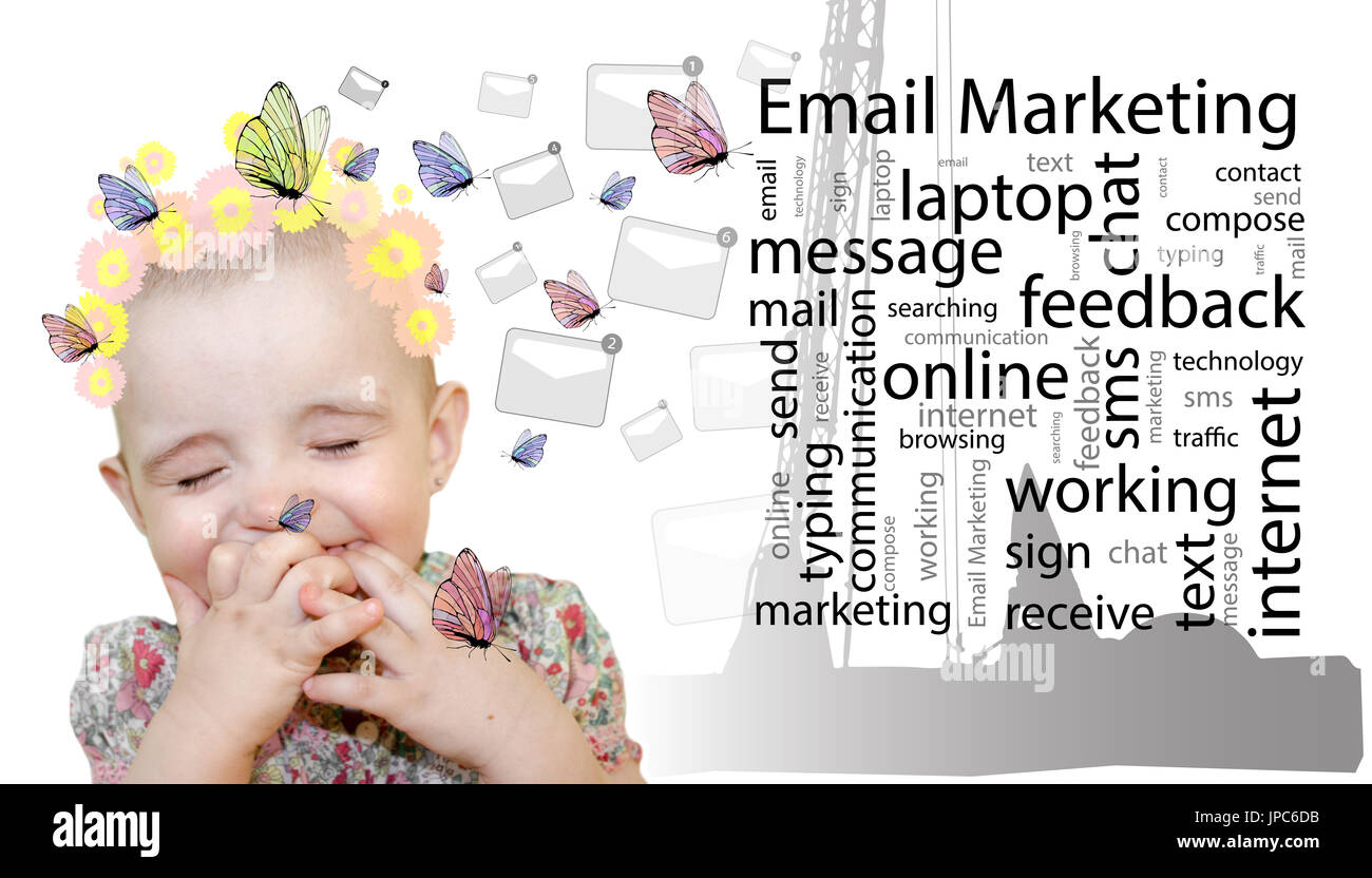 email marketing Concept. Small happy child, kid Stock Photo - Alamy