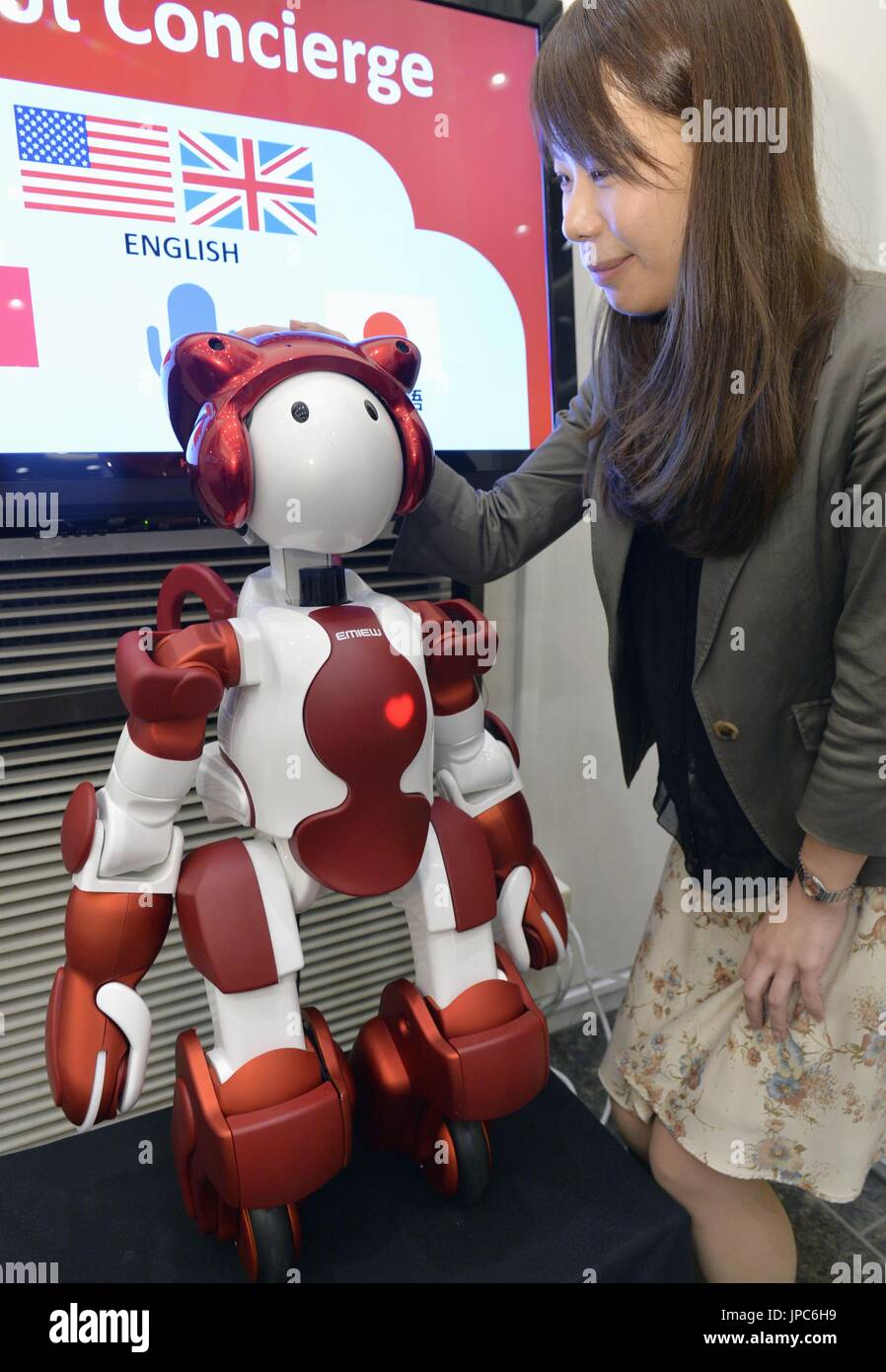 Photo shows the EMIEW3 humanoid robot developed by Hitachi Ltd. East ...