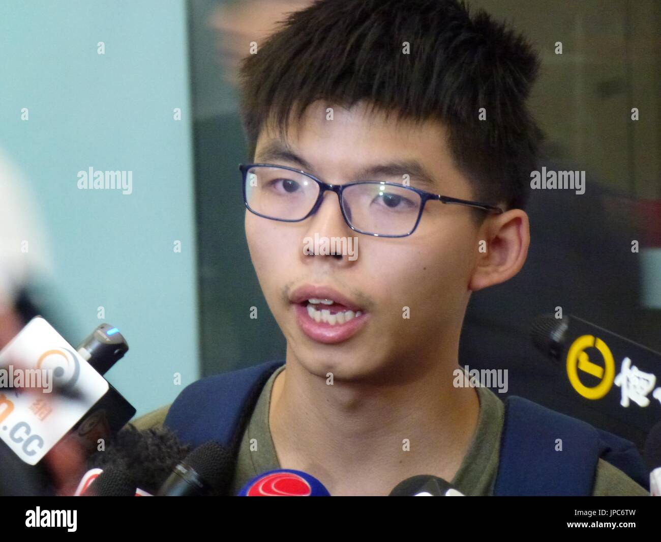 Hong Kong student activist Joshua Wong returns to Hong Kong on Oct. 5 ...