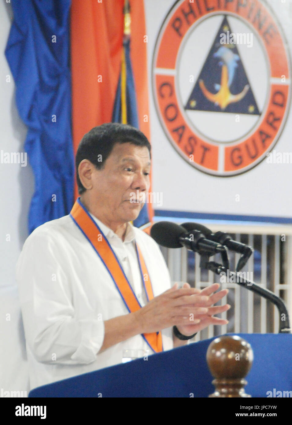 Philippine President Rodrigo Duterte gives a speech during a ceremony ...