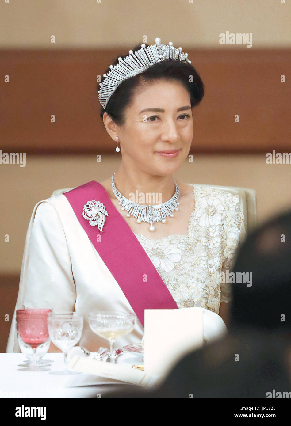 Japanese Crown Princess Masako attends a banquet at the Imperial Palace ...