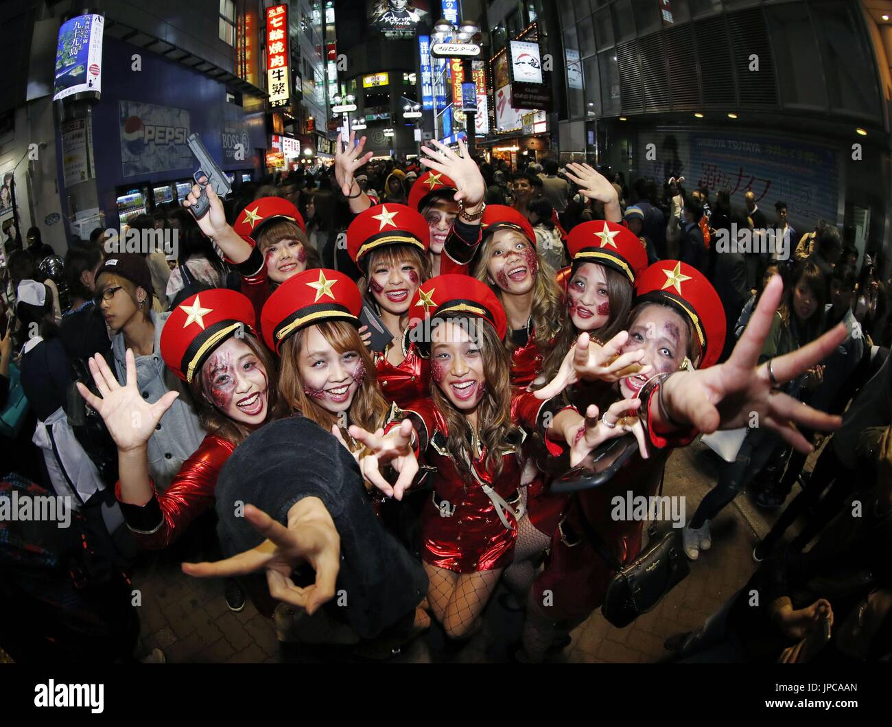 Costume-clad people celebrate Halloween on Oct. 31, 2016, in Tokyo's ...