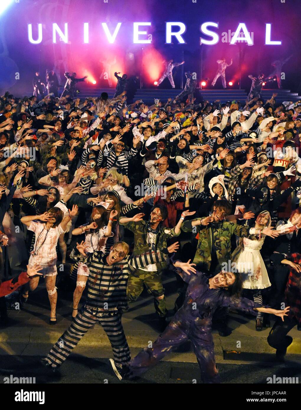 People dressed as zombies join the Halloween event at Universal Studios ...
