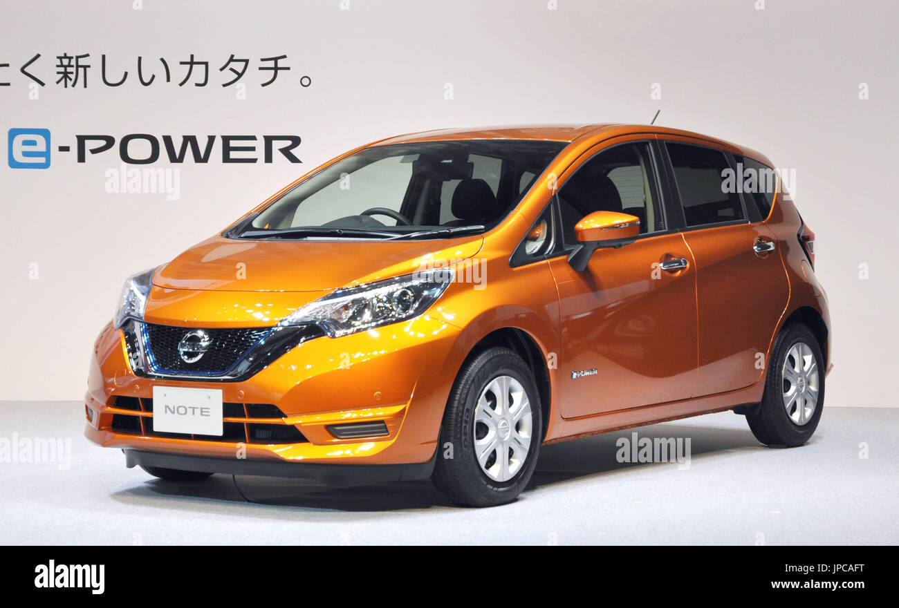 Nissan Motor Co. reveals the new model of its "Note" hatchback equipped ...