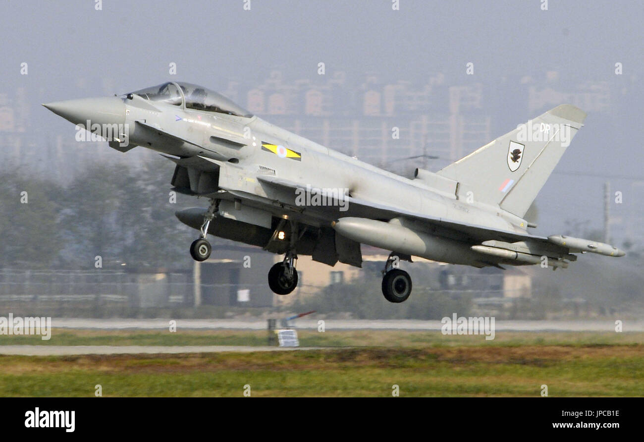 A British Royal Air Force Typhoon fighter jet takes off from the U.S ...