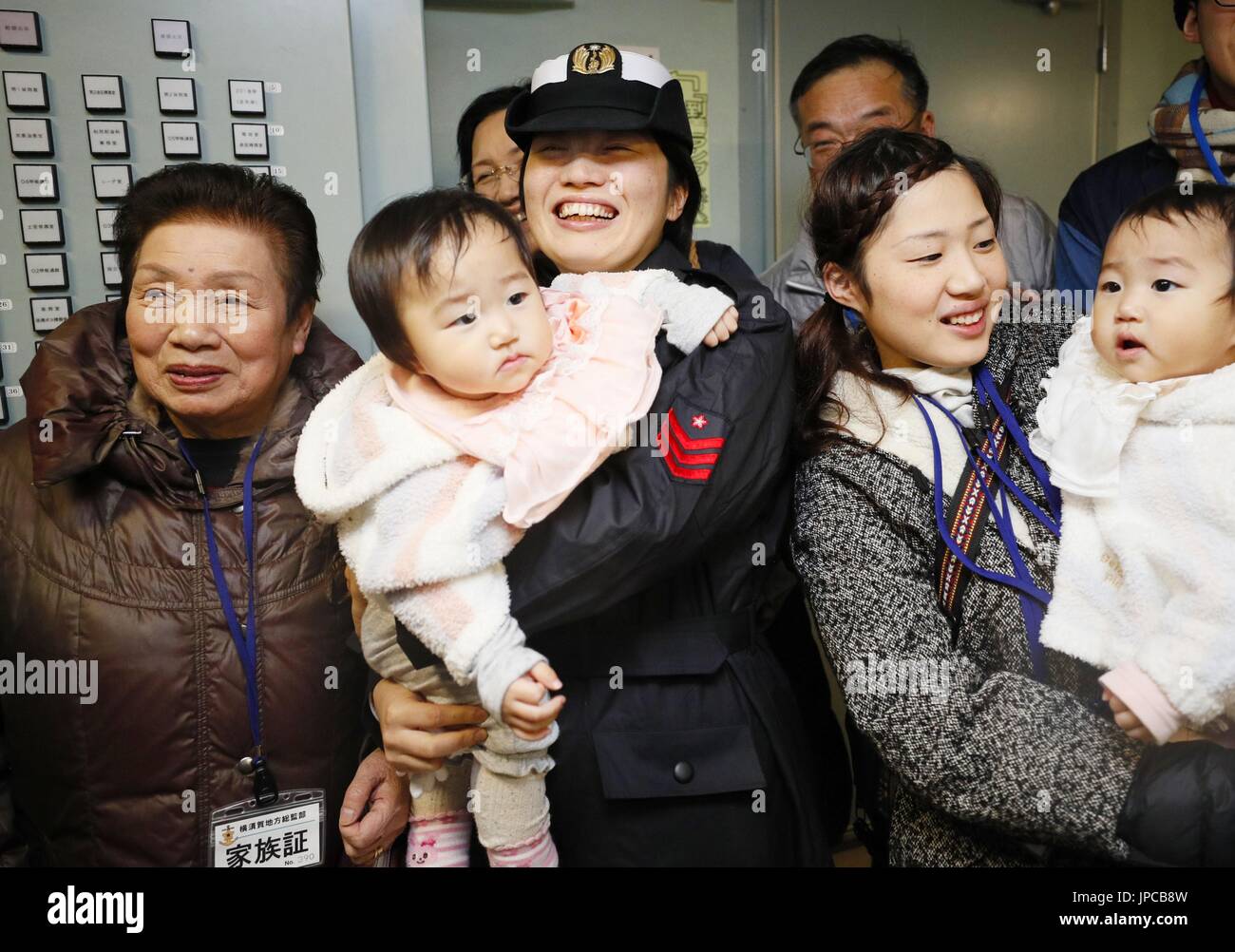 A female crew (C) of the Japanese icebreaker Shirase is seen off by her ...