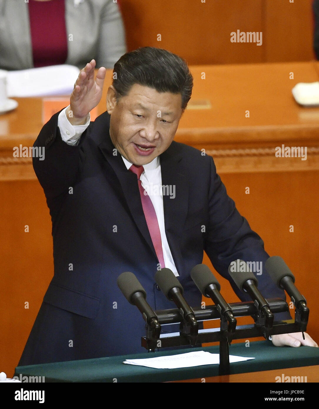 Chinese President Xi Jinping delivers a speech at Beijing's Great Hall ...